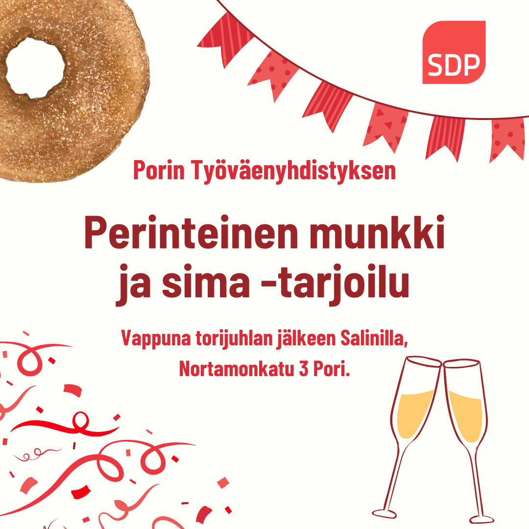 Perinteinen munkki ja sima -tarjoilu 1.5.2024! - Porin Työväenyhdistys ry